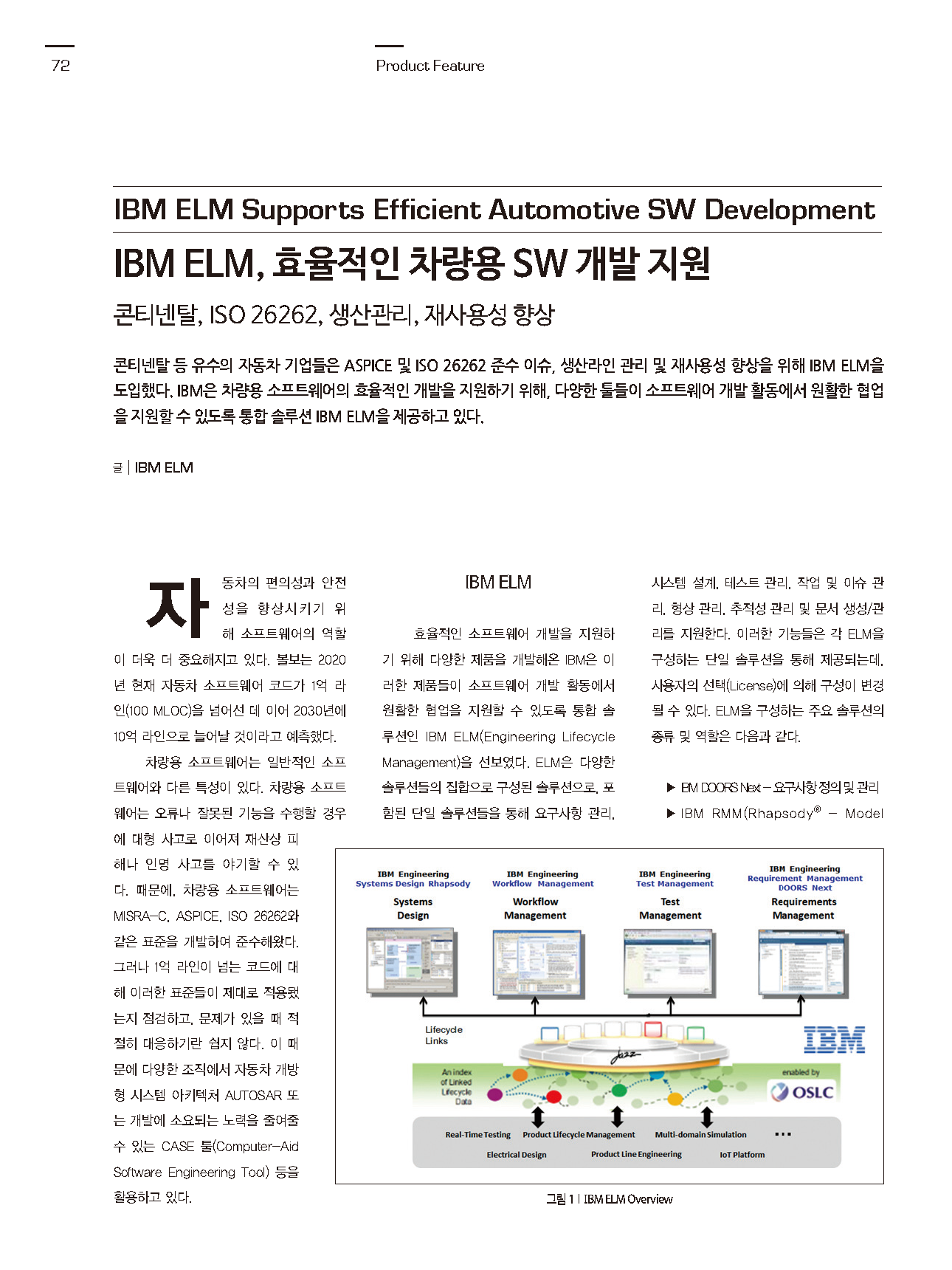IBM ELM, 효율적인 차량용 SW 개발 지원 – ESG